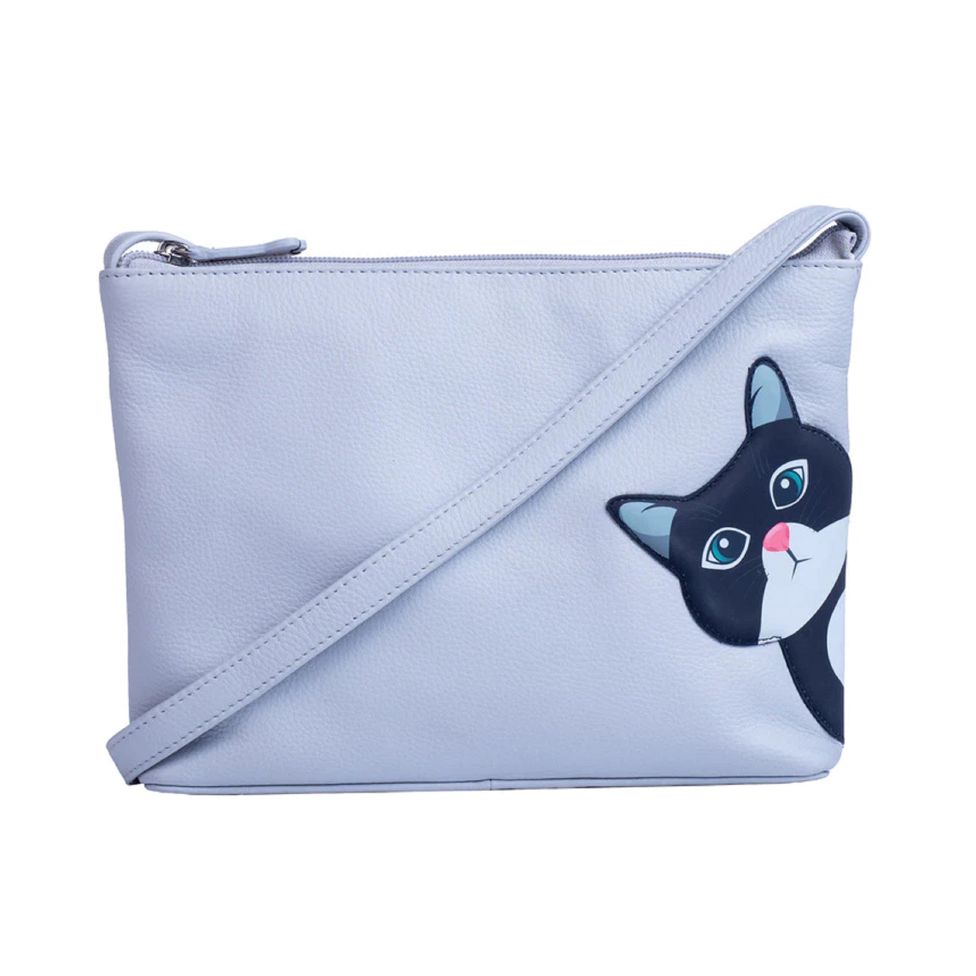 Cleo the Cat Leather Cross Body - Grey – Snazzy Shop NZ