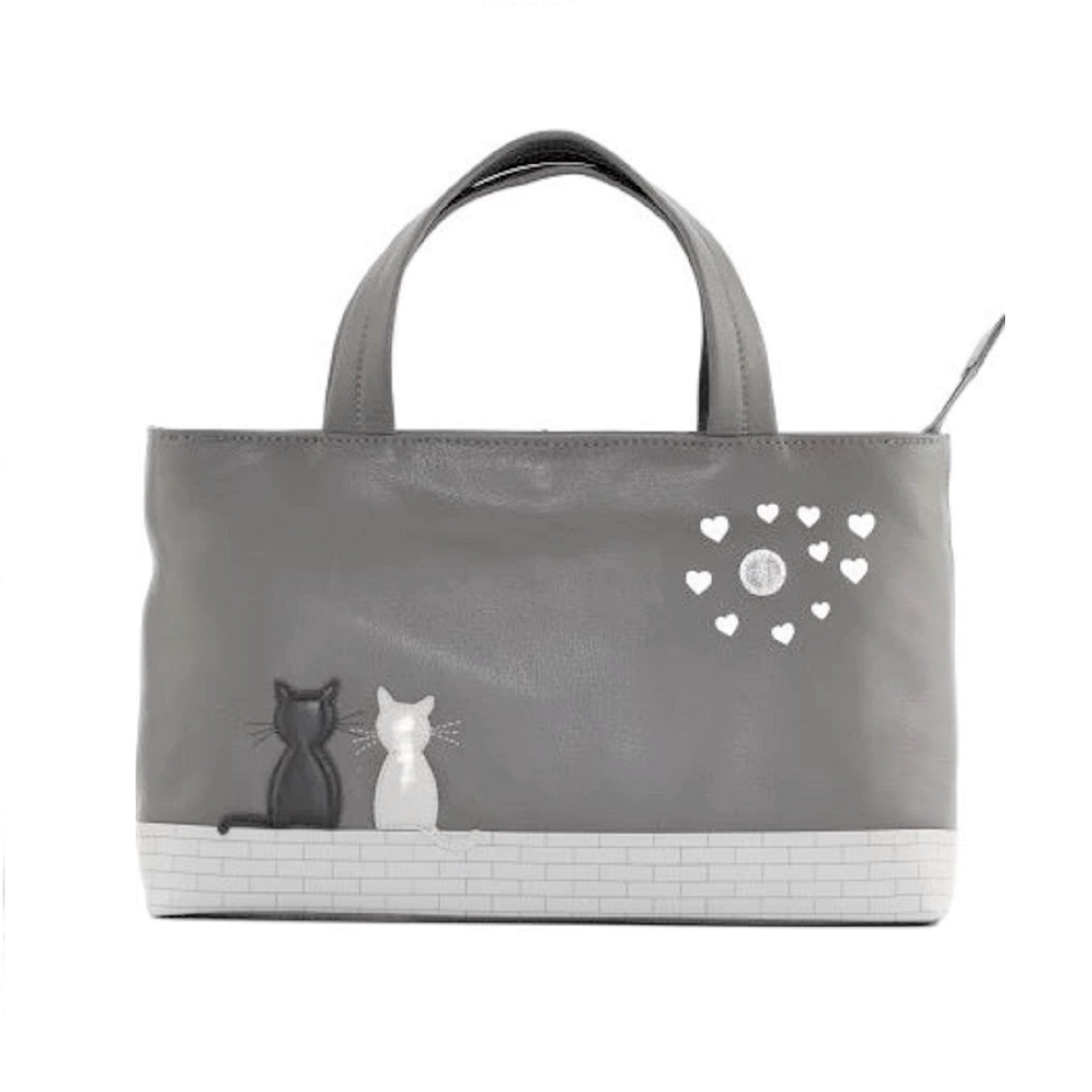 Midnight Cats Leather Grab Bag - Grey – Snazzy Shop NZ