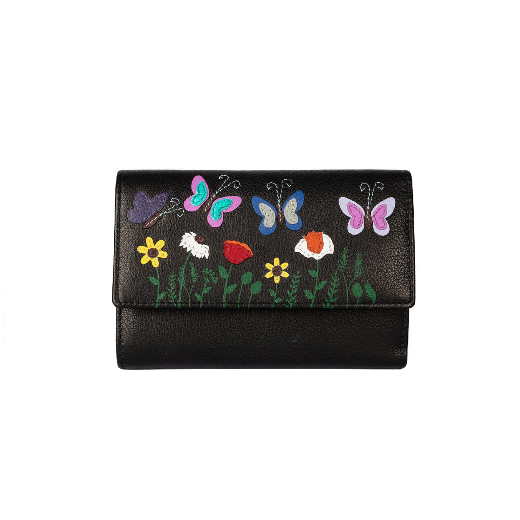 Sophia Tri-Fold Leather Purse - Black – Snazzy Shop NZ