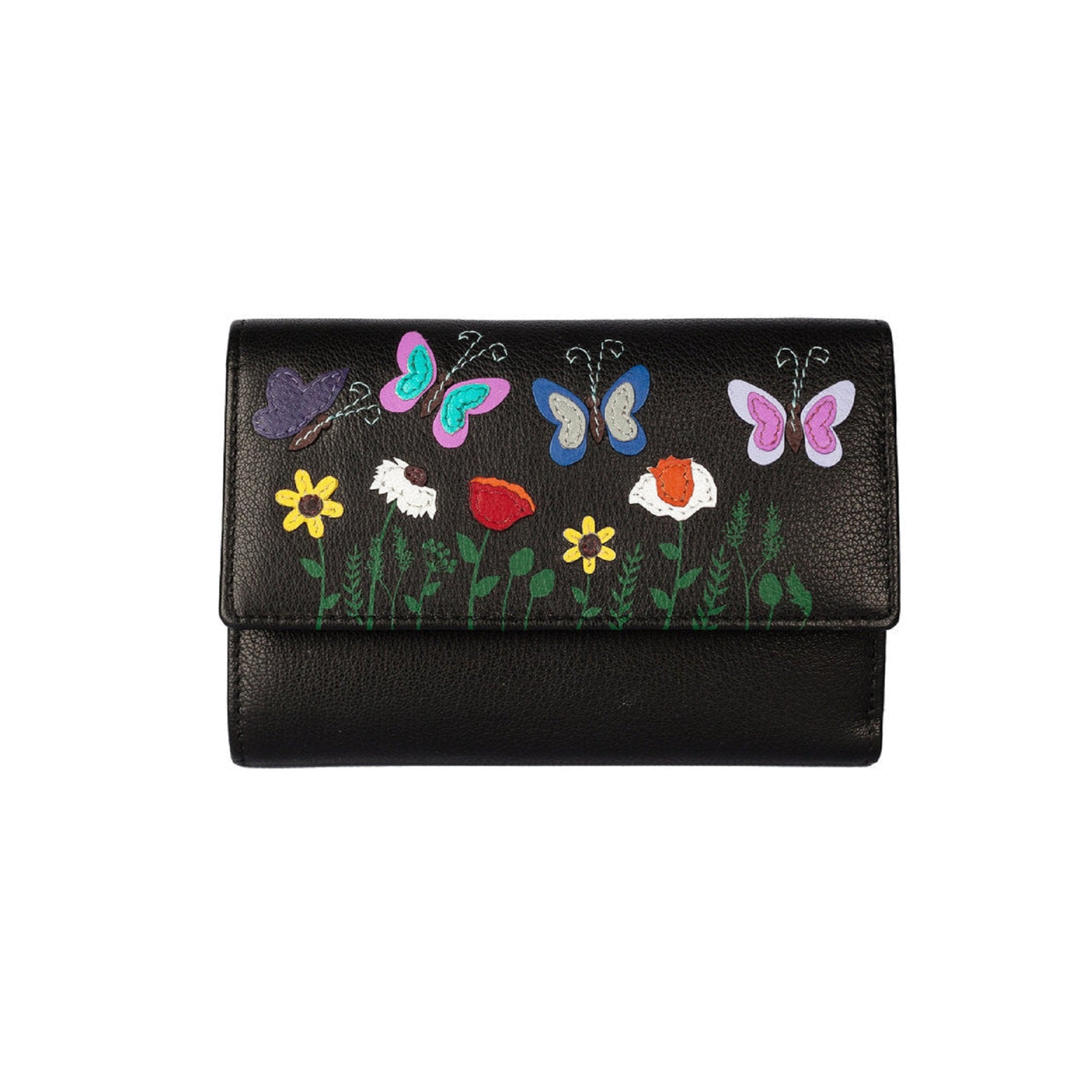 Sophia Tri-Fold Leather Purse - Black – Snazzy Shop NZ